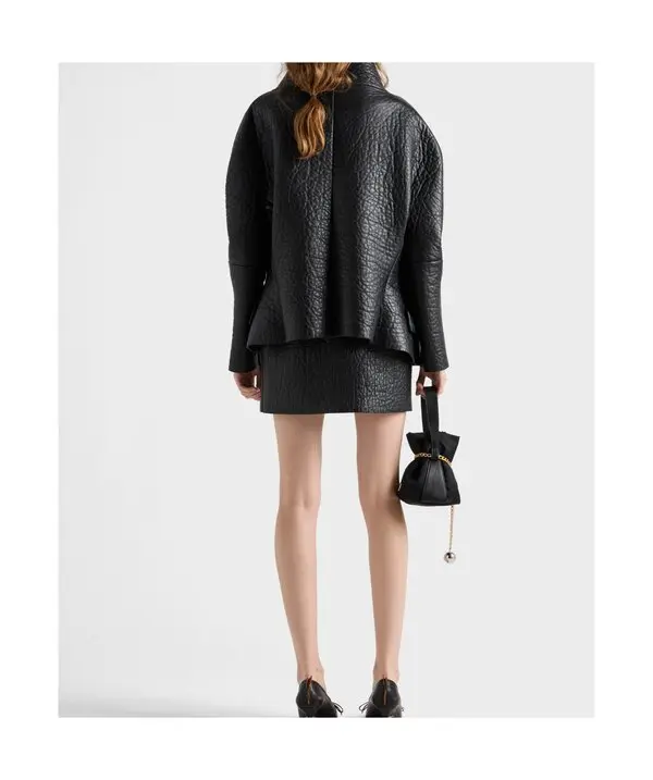 Prada Bonded Nappa Leather Jacket With Shawl Collar