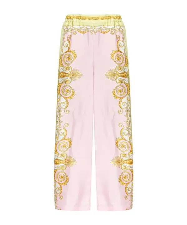 Versace Pattern-printed Straight-leg Trousers - Pink