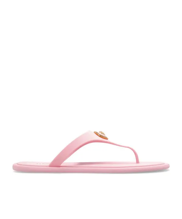Versace Alia Thong Strap Flat Sandals With Medusa Hardware - Pink