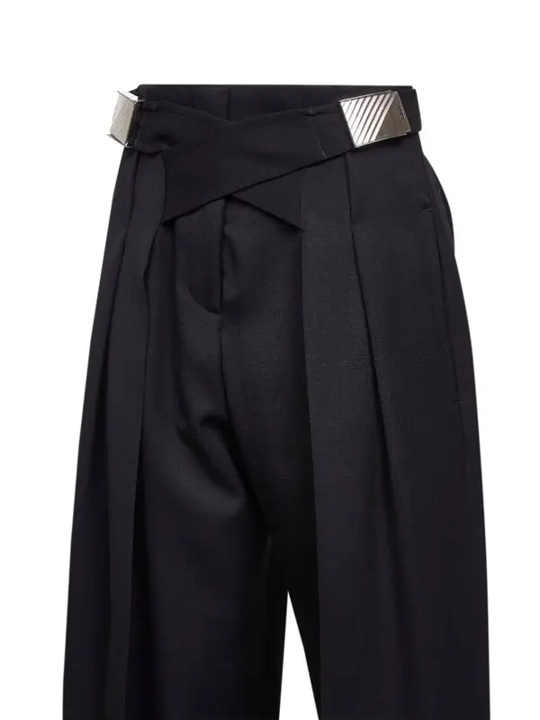 Attico Pleated Trousers With Buckled Waistband