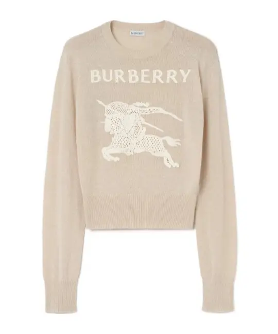 Burberry Ekd Crochet-detail Knitted Sweater - Easel Beige