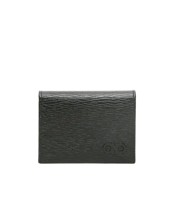 FERRAGAMO Gancini Textured Cardholder - Black
