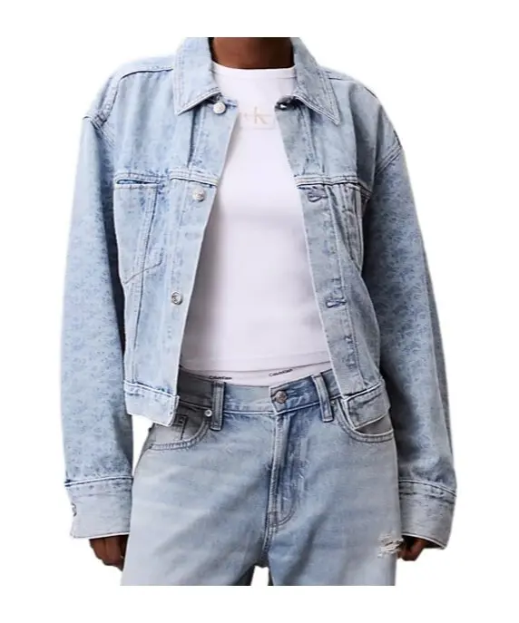 Calvin Klein Monogram Logo Cropped Denim Jacket