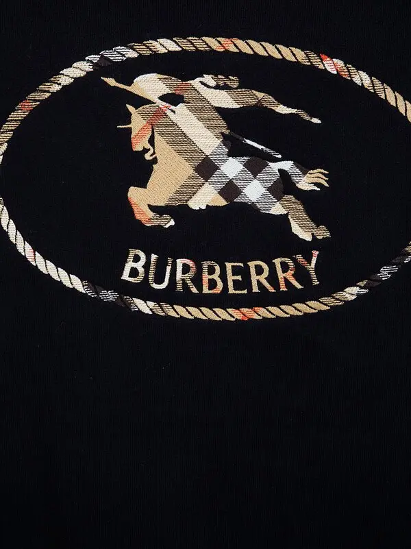 Burberry Zip-up Hoodie With Equestrian Knight Embroidery - Black