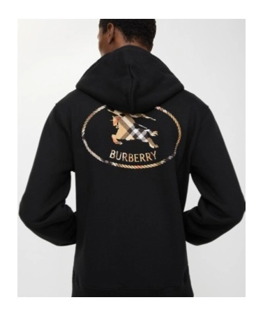 Burberry Zip-up Hoodie With Equestrian Knight Embroidery - Black