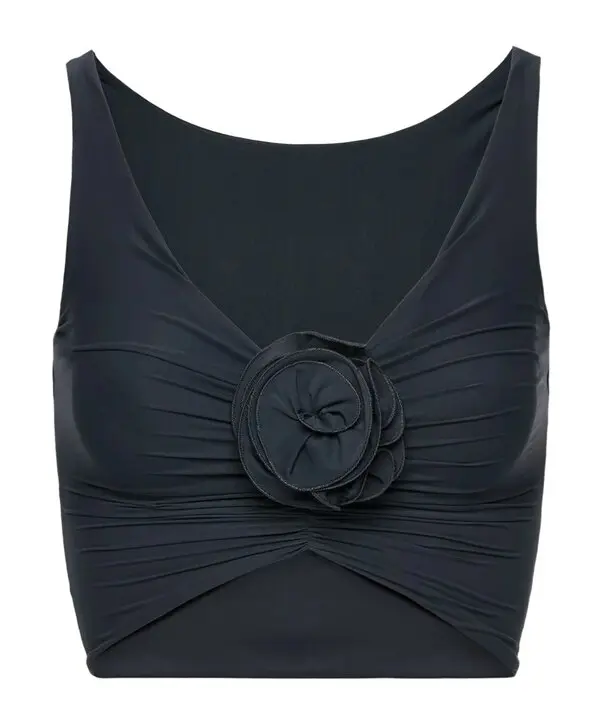 Magda Butrym Ruched Flower Swim Top - Grey