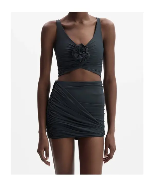 Magda Butrym Ruched Flower Swim Top