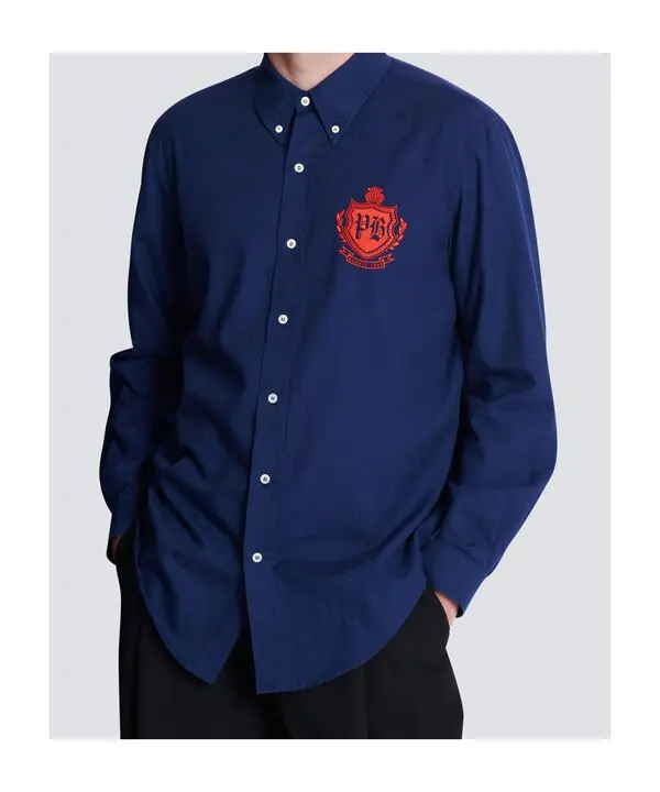 Balmain College Emblem Long-sleeve Shirt