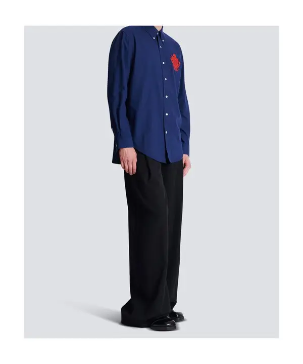 Balmain College Emblem Long-sleeve Shirt