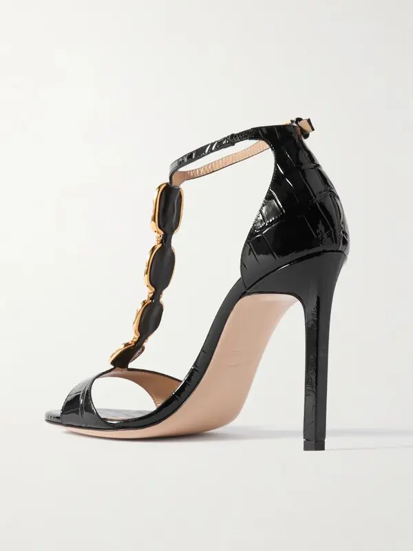 TOM FORD Chain T-strap Crocodile-embossed Sandals