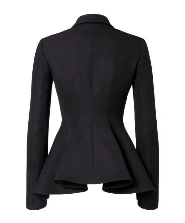 Fendi Grain De Poudre Wool Peplum Blazer