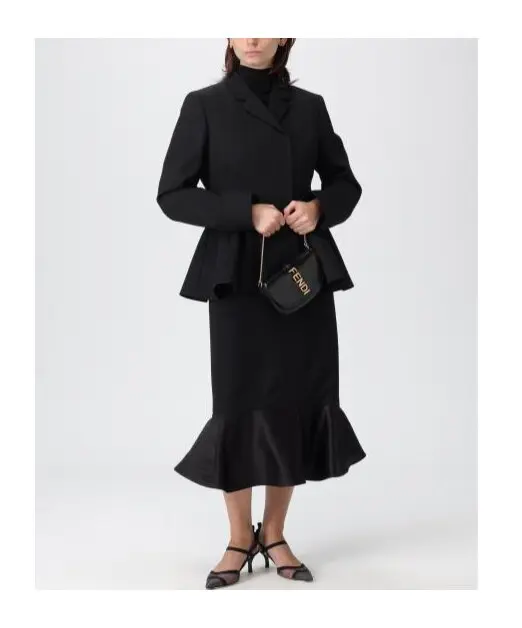 Fendi Grain De Poudre Wool Peplum Blazer