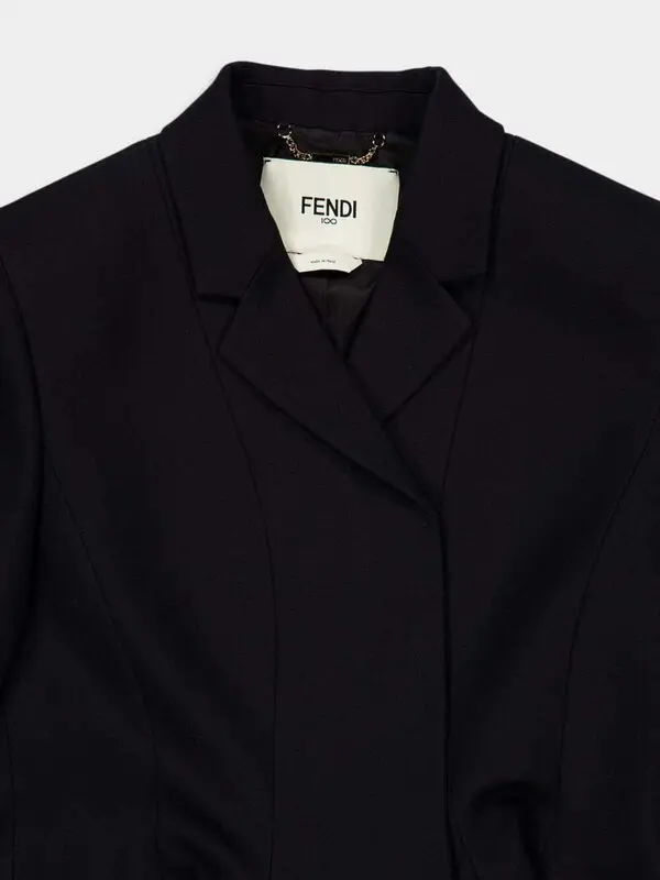 Fendi Grain De Poudre Wool Peplum Blazer