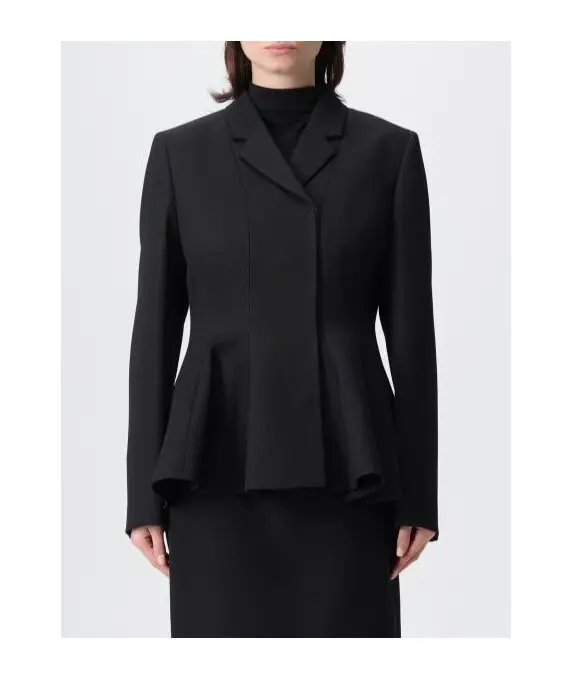 Fendi Grain De Poudre Wool Peplum Blazer
