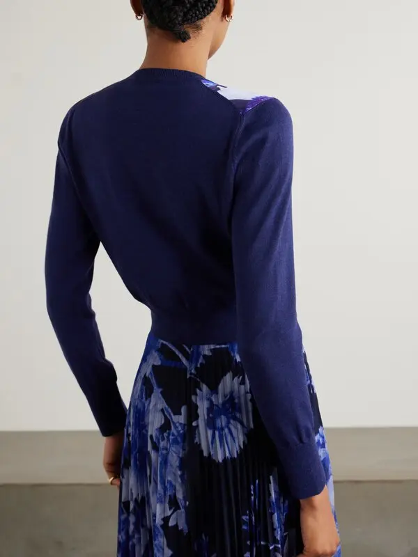 Erdem Cropped Merino Wool Cardigan - Indigo