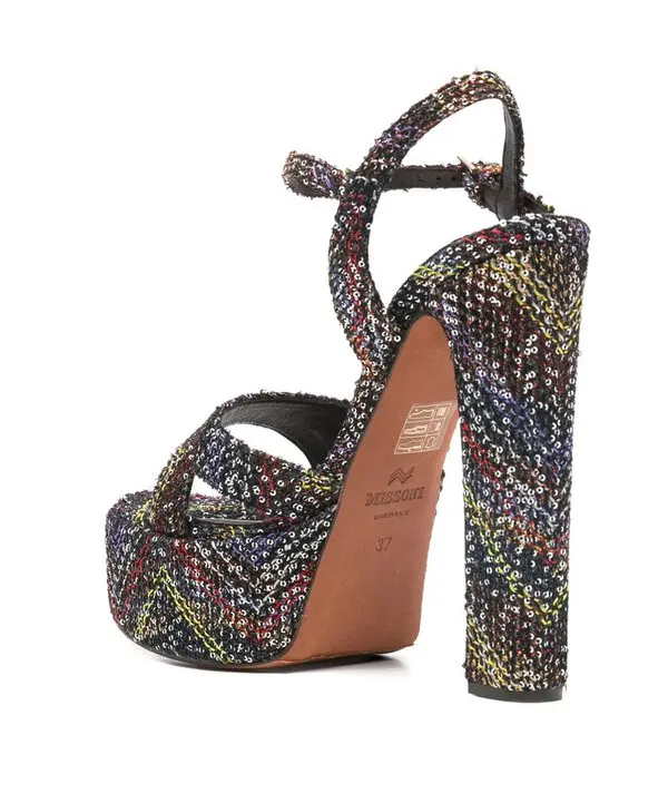 Missoni Sequin Embellished Platform Sandals - Black