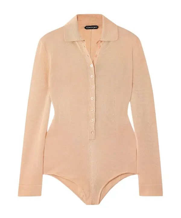 TOM FORD Long-sleeved Knitted Bodysuit With Spread Collar