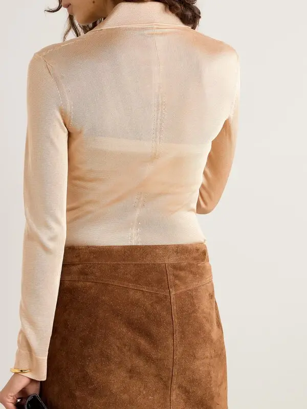 TOM FORD Long-sleeved Knitted Bodysuit With Spread Collar