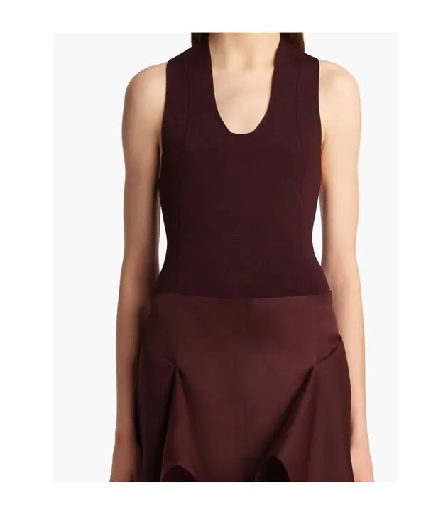 Khaite Sleeveless Knitted Bodysuit With U-neck Halter - Black