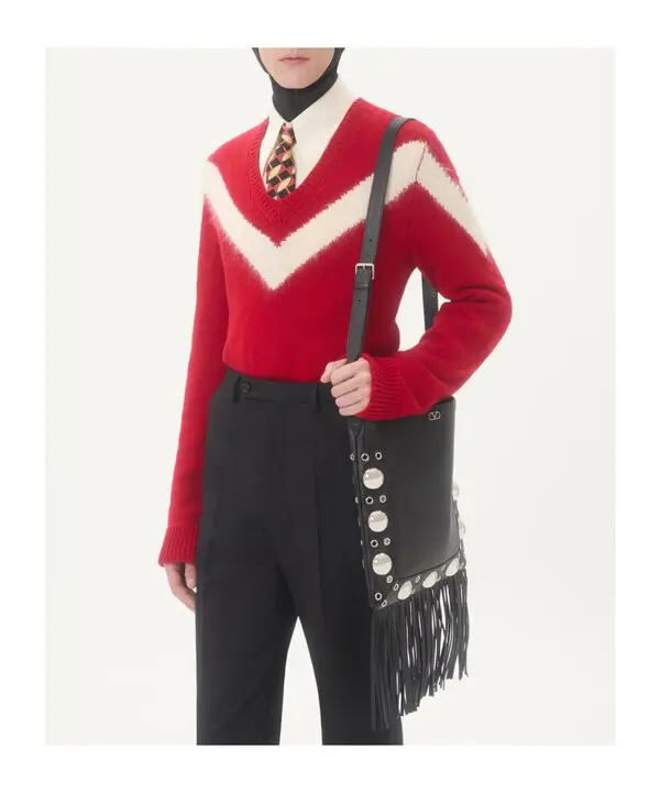 Valentino Garavani V-neck Long-sleeve Jumper With Ribbed Details
