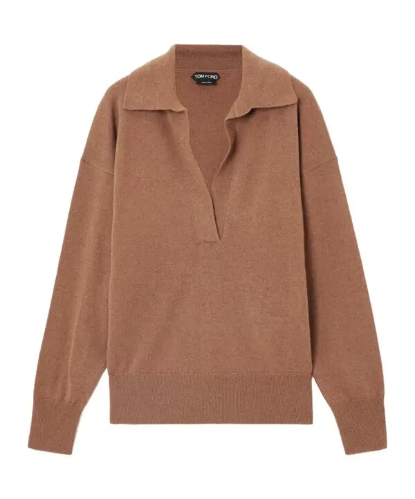 TOM FORD Polo Collar Cashmere Sweater - Brown