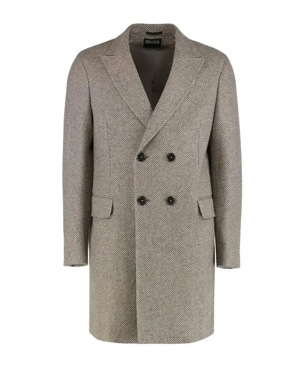 Zegna Double Breasted Long Sleeve Coat