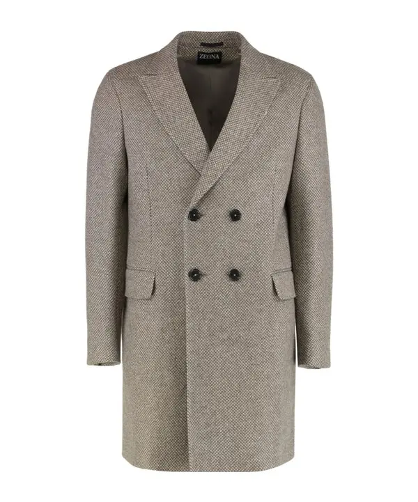 Zegna Double Breasted Long Sleeve Coat
