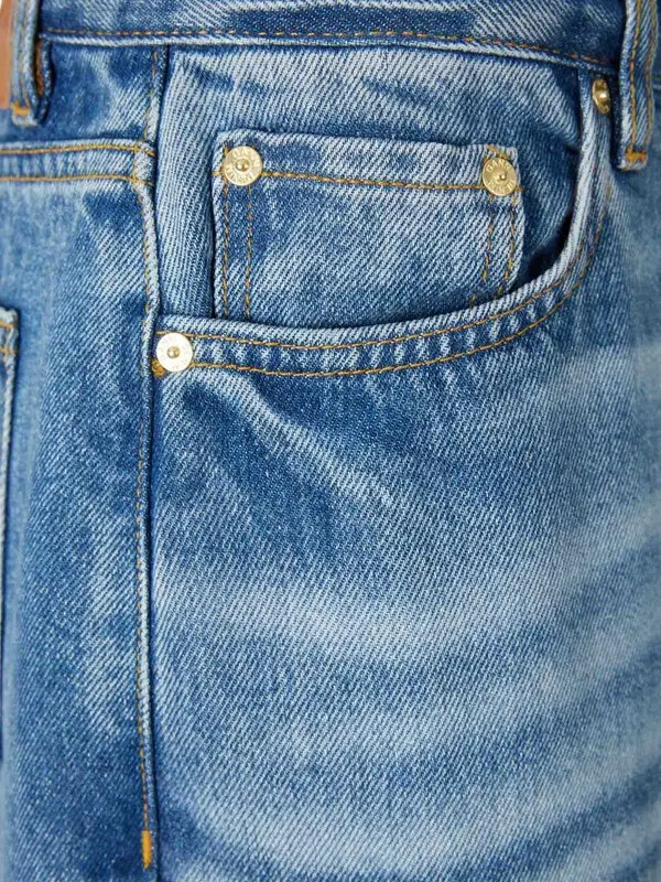 GANNI Faded Effect Wide Leg Jeans
