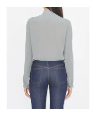 Tory Burch Georgette Bow Blouse - Grey