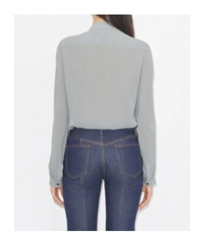 Tory Burch Georgette Bow Blouse - Grey