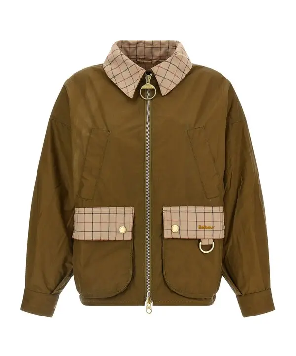 Barbour Launton Zip-up Jacket With Plaid Accents - Brown