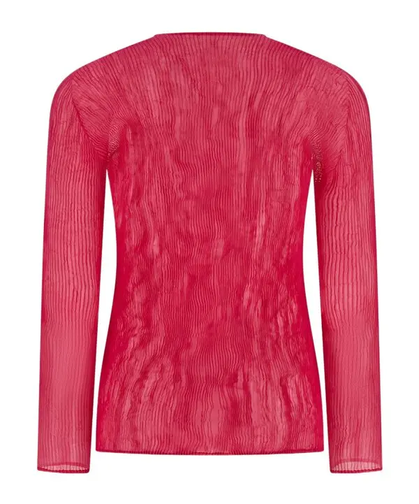 Issey Miyake Chiffon Twist 1 Long Sleeve Top - Fuchsia