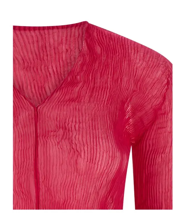 Issey Miyake Chiffon Twist 1 Long Sleeve Top - Fuchsia