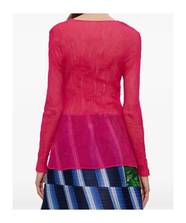 Issey Miyake Chiffon Twist 1 Long Sleeve Top - Fuchsia