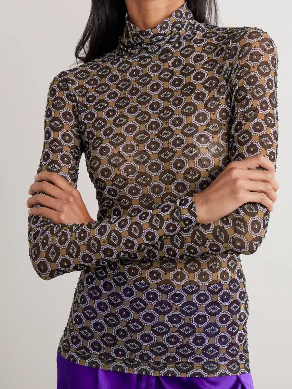 Dries Van Noten Long-sleeved Graphic Turtleneck T-shirt