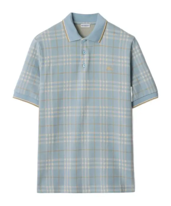 Burberry Checked Ekd Embroidered Polo Shirt