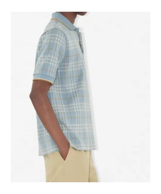 Burberry Checked Ekd Embroidered Polo Shirt