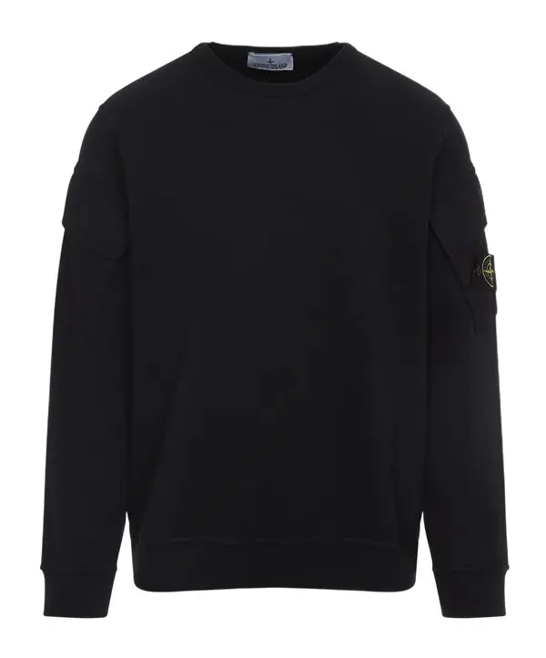 Stone Island Logo Patch Crewneck Sweatshirt - Black