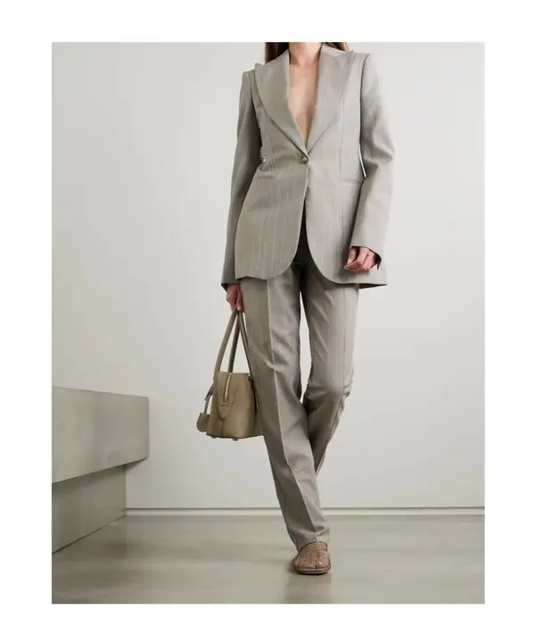 Stella McCartney Striped Long-sleeved Suit Jacket - Nude