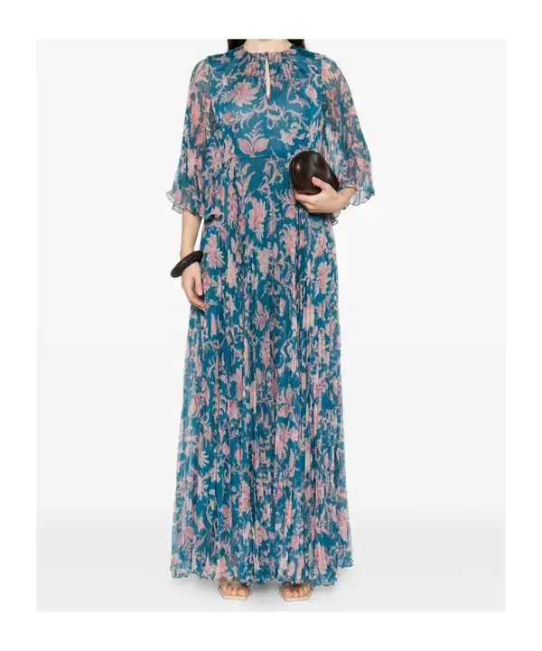 Etro Printed Maxi Pleated Dress - Multicolor