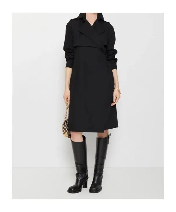 Burberry Long-sleeved Draped Midi Dress