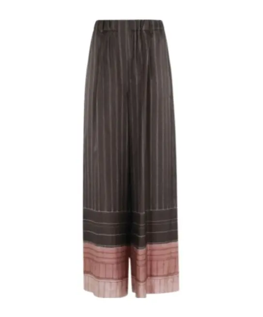 ALYSI Wide-leg Striped Trousers - Black