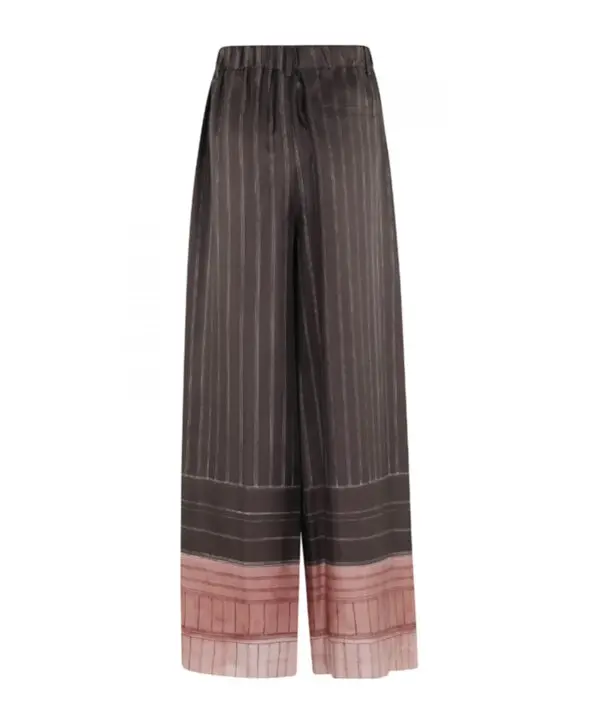 ALYSI Wide-leg Striped Trousers - Black