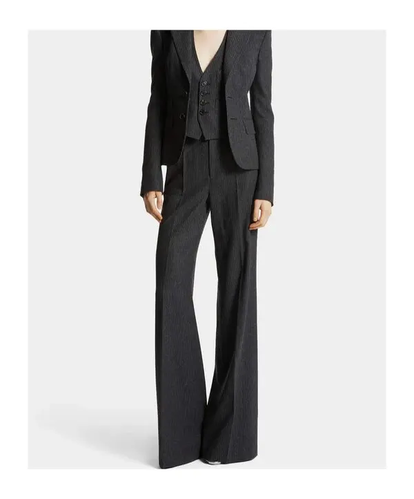 Dsquared2 High Waist Bianca Flared Pinstripe Trousers - Black