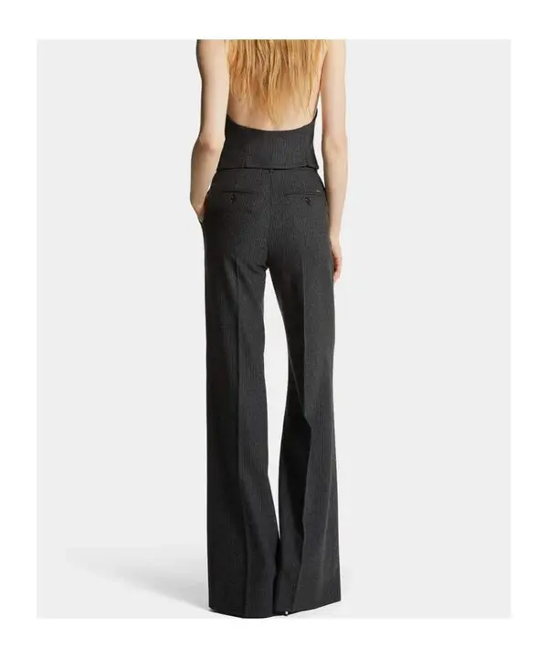 Dsquared2 High Waist Bianca Flared Pinstripe Trousers - Black