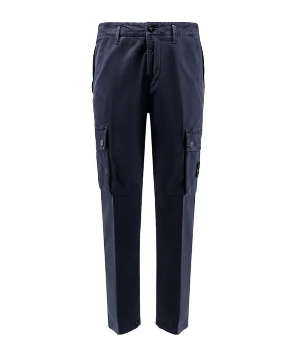 Stone Island Logo Patch Cargo Trousers - Blue