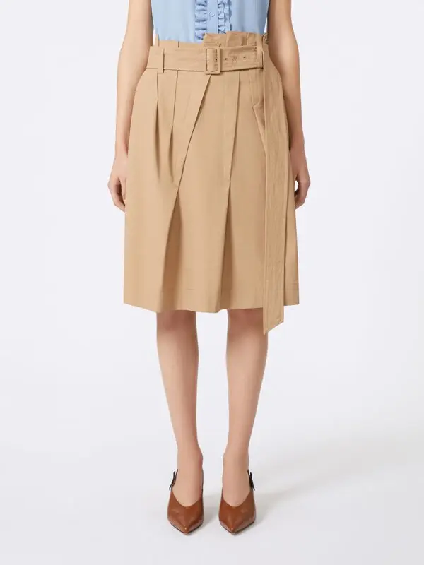 Max Mara Cotton Twill Skirt With Asymmetrical Pleats