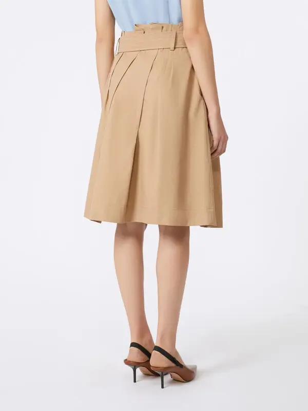Max Mara Cotton Twill Skirt With Asymmetrical Pleats