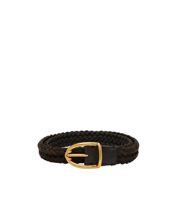 TOM FORD Woven Suede Belt With Angled Buckle - Brown