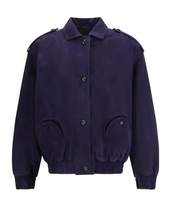 BLAZÉ MILANO Suede Bomber Jacket - Navy Blue